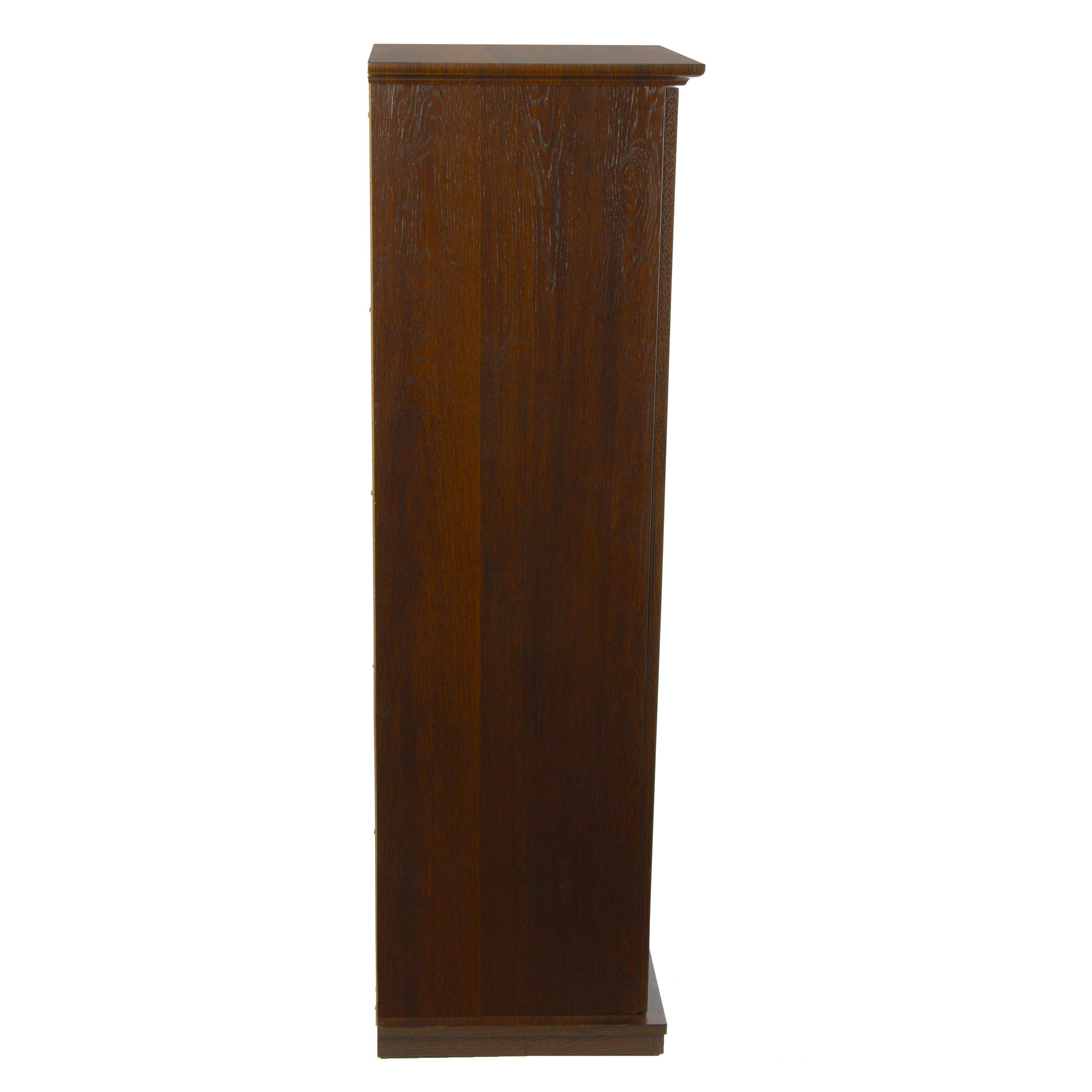 Atlantic Herrin Bar Cabinet, Tempered Glass Lockable Door, European Hidden Hinges, Storage for 9 Wine Glasses & 16 Bottles of Wine, Accessory Drawer & Liquor Storage, PN 38408116 β Textured Chestnut
