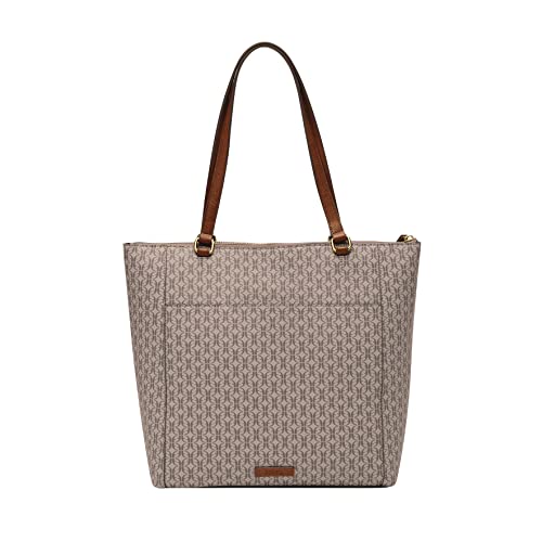 Fossil Women's Tara Faux Leather Shopper Tote Purse Handbag, Taupe/Tan (Model: ZB1781939)
