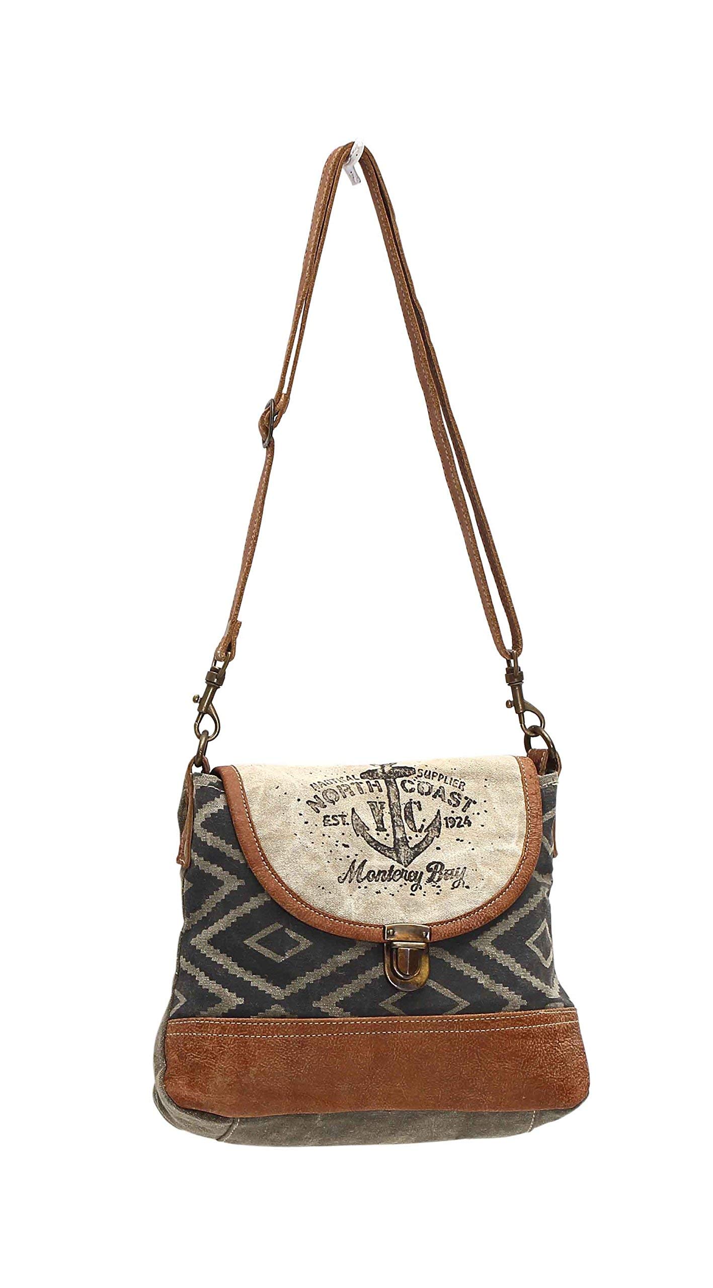 Myra Bags North Coast Anchors Upcycled Canvas Crossbody Bag S-1049