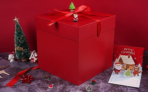 Elephant-package Medium Gift Box with Lids, Ribbon and Paper Filler, for Birthdays, Christmas, Valentine's Day, Present Packing - Collapsible, 8.7", 1 Pack, Red