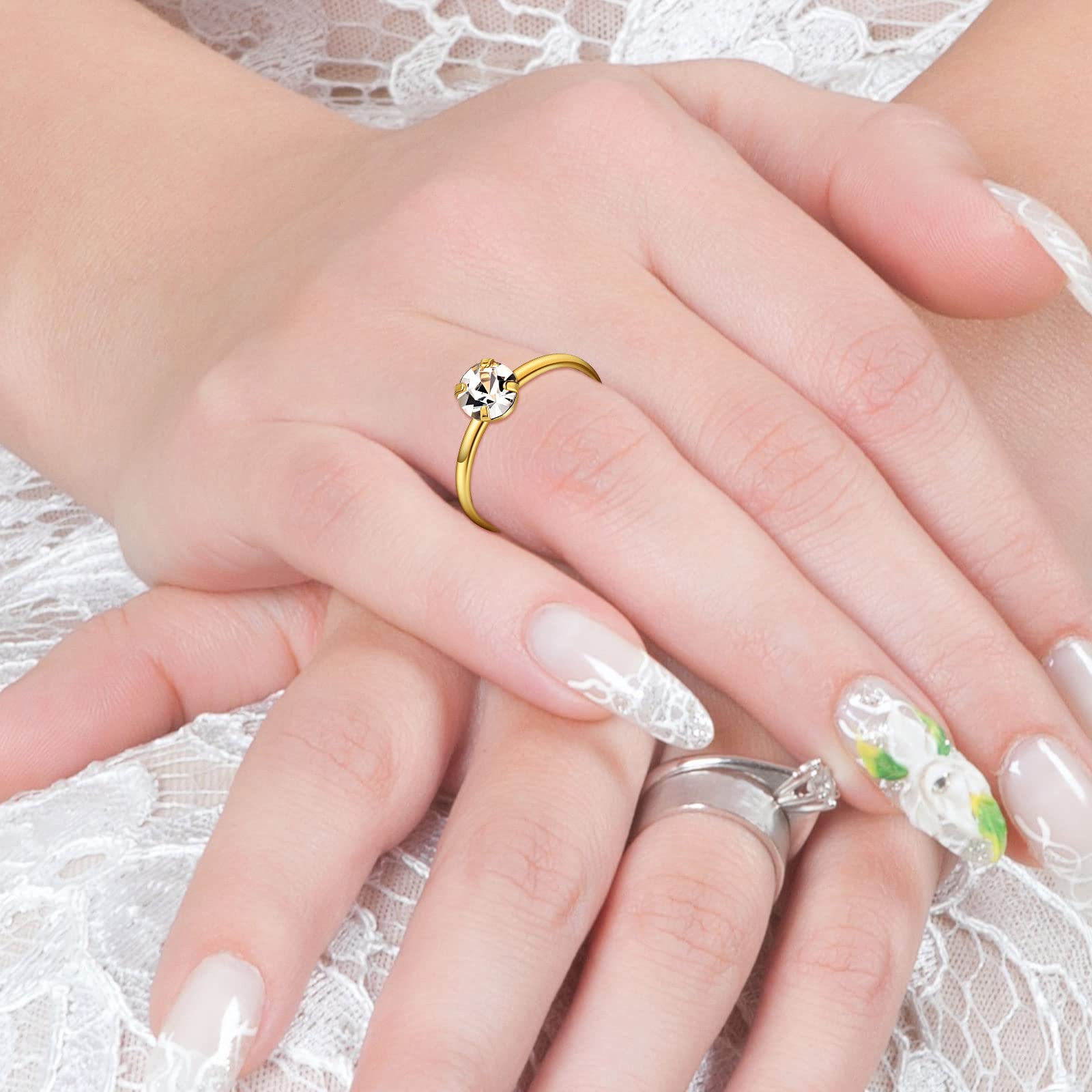 Geosar Ring Game Put a Ring on It Bridal Shower Games with Rings Dont Say Bride Game Rules and 60 Plastic Rings Bridal Shower Favors for Guests Wedding Shower Games(Gold, Confetti)