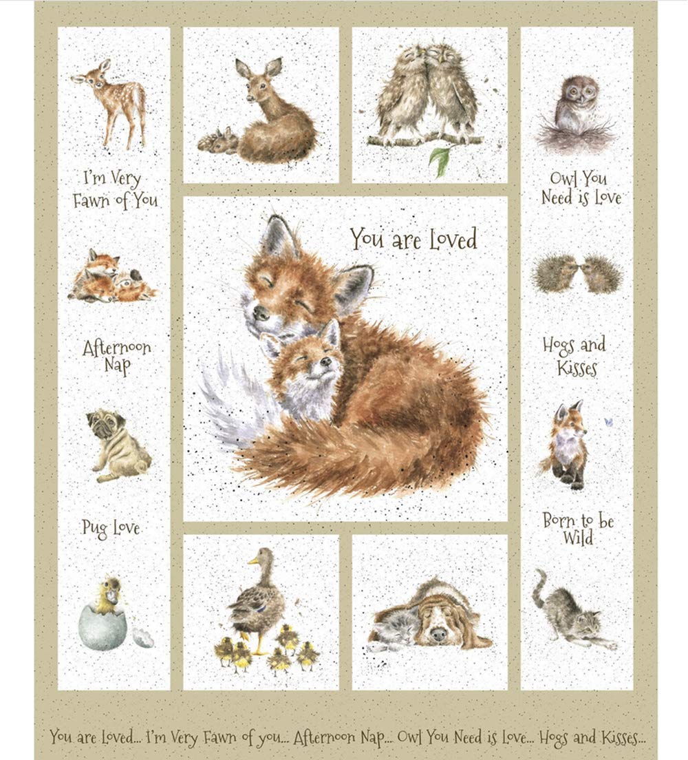 Love is Collection You are Loved Animal 36" Panel by Hannah Dale for Maywood Studio