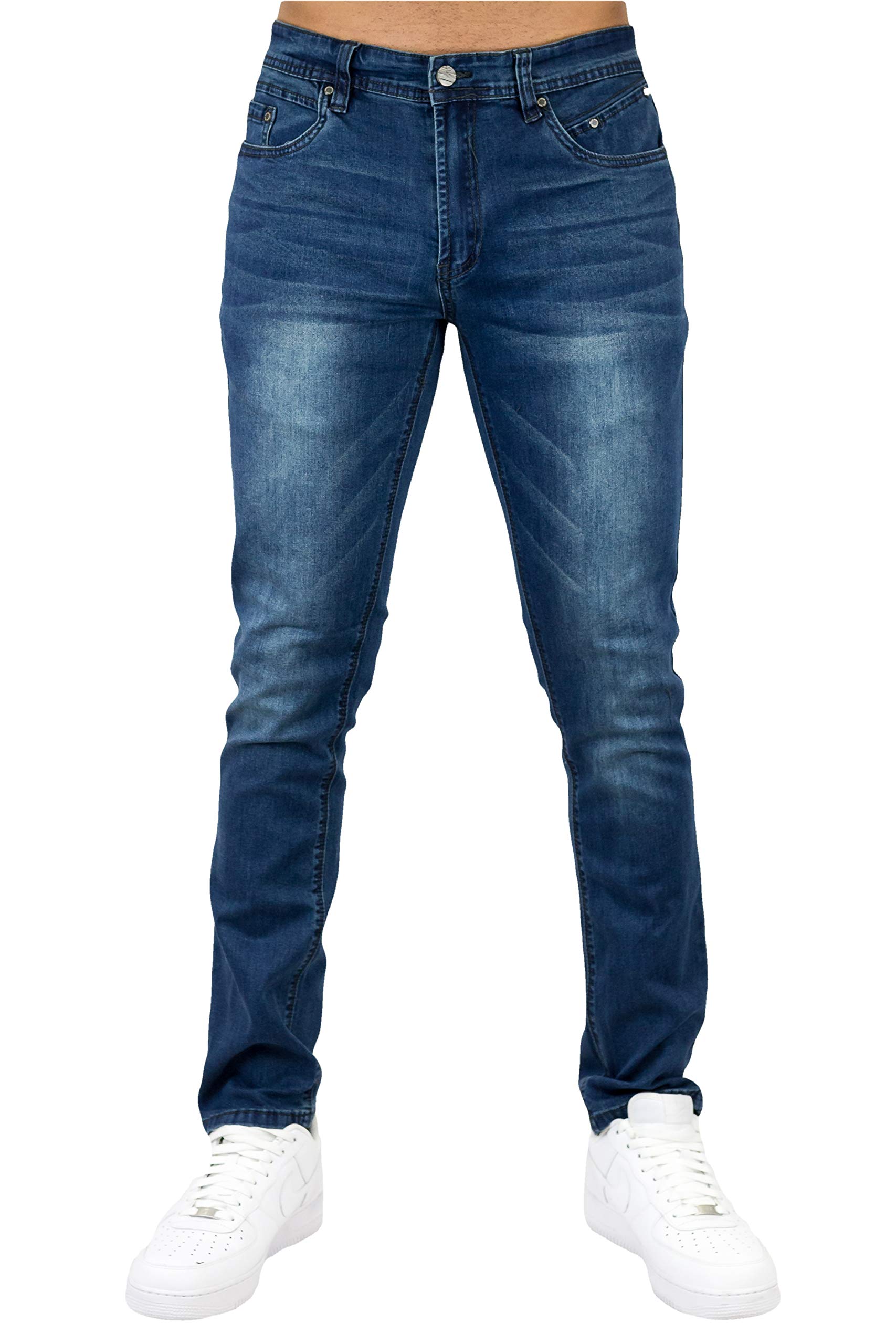 Bleecker and Mercer Men's Stretch Basic Slim Skinny Fit Denim Jean Pants (P005-BM- DK Indigo, 34x30)
