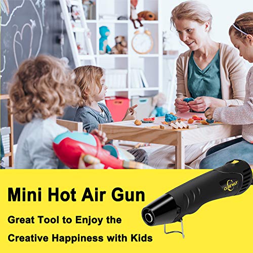 Mini Heat Gun, 350W 662°F Tiny Hot Air Gun Kit with Reflector Nozzle and Heat Shrink Tubing for Wire Connectors, Embossing Small Heat Gun for Epoxy Resin Vinyl Craft Candle Making, CUBEWAY