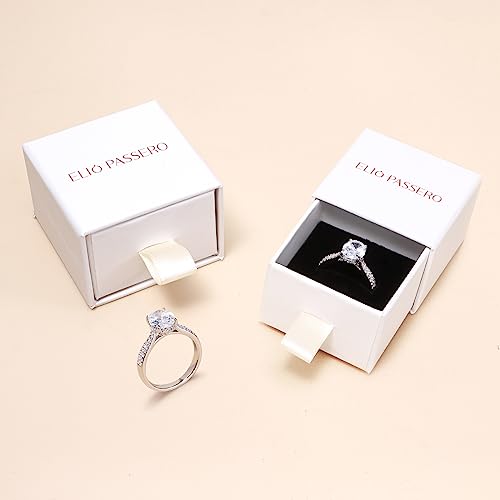 Elio Passero Engagement Rings,S925 Sterling Silver Solitaire 3CT CZ Engagement Rings Round/Oval/Pillow-shaped/Rectangular Promise Engagement Wedding Bands with Side Stones for Women Couple Rings Size4-10