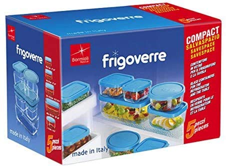 Bormioli Rocco Food Storage Glass Container Set Of 5 Piece With Airtight Lid. Made In Italy Perfect To Store Any Kind Of Food. Microwave, Dishwasher, Refrigerator And Freezer Safe. BPA Free