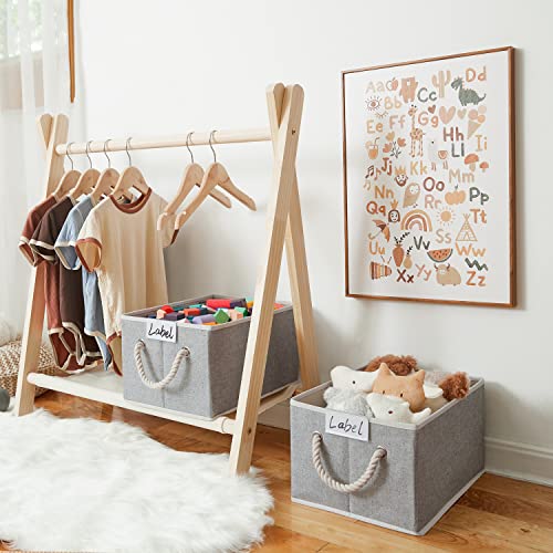 LoforHoney Home Bundle- Storage Bins with Lids Light Gray XLarge 2-Pack, Storage Bins with Cotton Rope Handles Light Gray Large 2-Pack