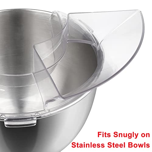 FIRJOY Pouring Shield for KitchenAid 4.5 and 5 Quart Stainless Steel Bowls ONLY - Secure Fit Splash Guard Accessory for KitchenAid Tilt-Head Stand Mixers (Clear)