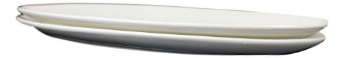 Ebros Kitchen Dining Modern Contemporary Sleek Design Natural White Porcelain Oval Plates Serving Platters Restaurant Supply Dishwasher And Microwave Safe Serveware (2, 16"Long)
