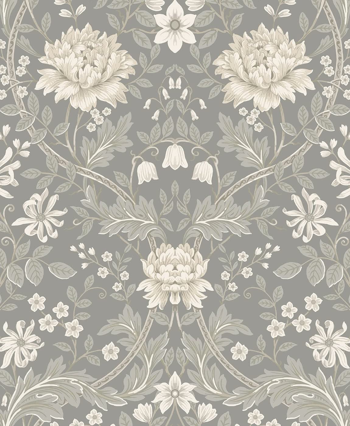 NextWall Honeysuckle Trail Floral Peel and Stick Wallpaper (Daydream Grey)