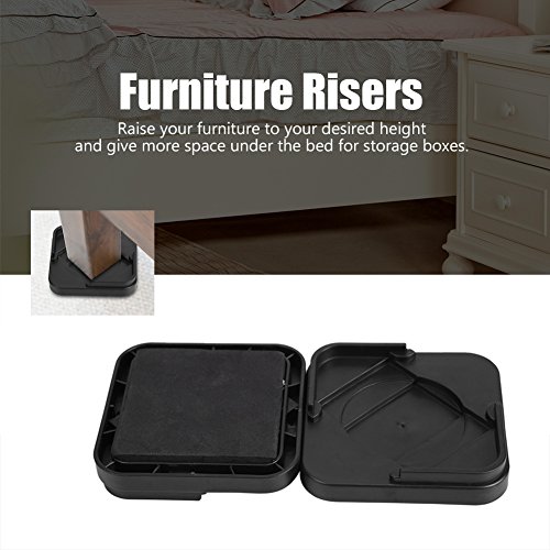 JEOZBM Bed Risers, 8PCS Nonslip Stackable Furniture Risers, Heavy Duty Furniture Risers Blocks for Sofa Table Couch Chair Bed (8.5-Black)