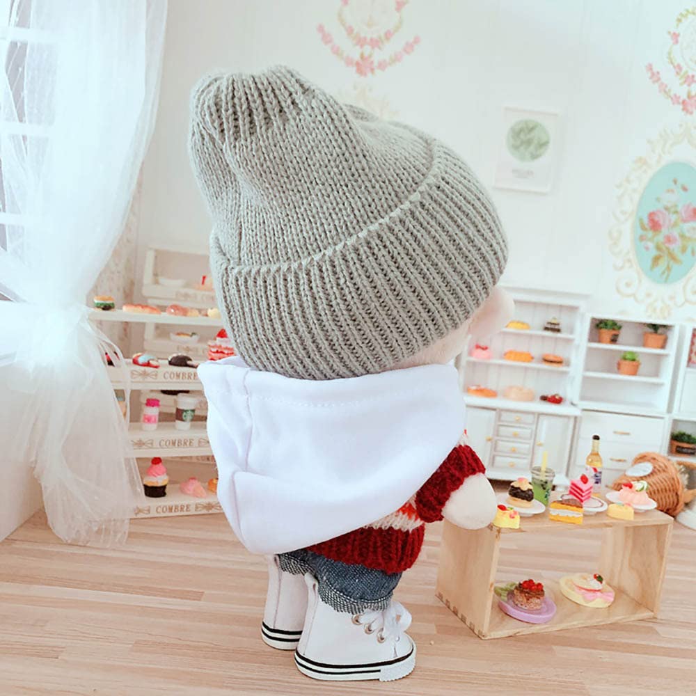 niannyyhouse Sweater Suit 4-Piece Set Dress Up Hat Jeans Hoodie 7.8in(20cm) Plush Doll Clothes Accessories