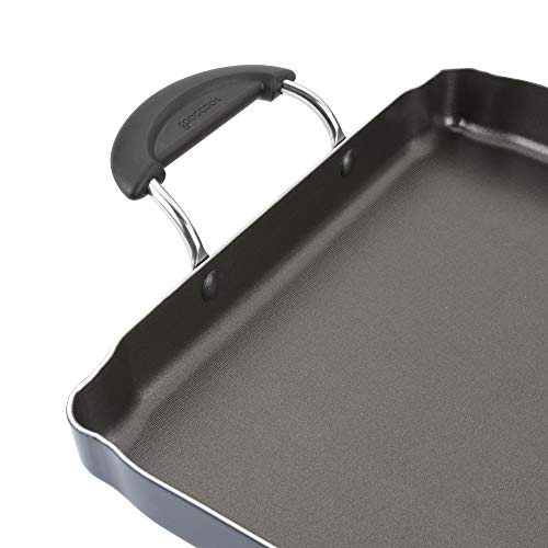 GoodCook Everyday 18" x 11" Nonstick Aluminum Double Burner Griddle Pan, Black