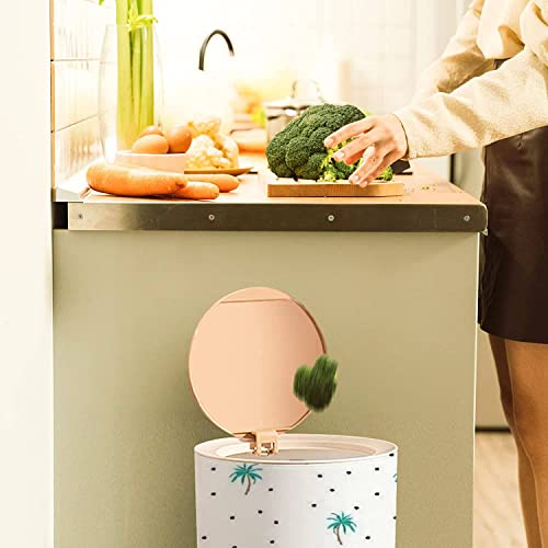 CAKOJV188 Round Trash Can with Press Lid Palm Trees and Coconuts Seamless with Polka dots Small Garbage Can Trash Bin Dog-Proof Trash Can Wooden Legs Waste Bin Wastebasket 7L/1.8 Gallon