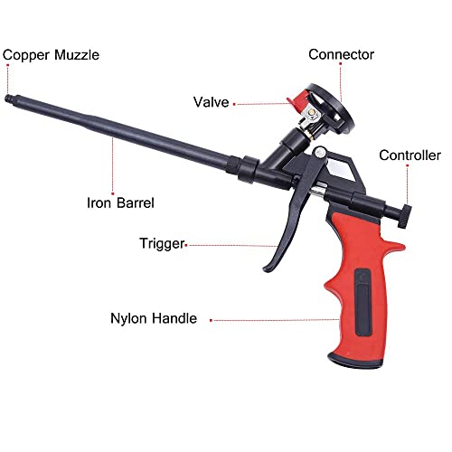 DAFEIKE Spray Foam Gun Expanding Foam Gun Less Cleaner, Updated Teflon Pro Foam Dispensing Gun, Insulating Foam Sealant Sprayer, Pu Foaming Applicator for Caulking and Insulation