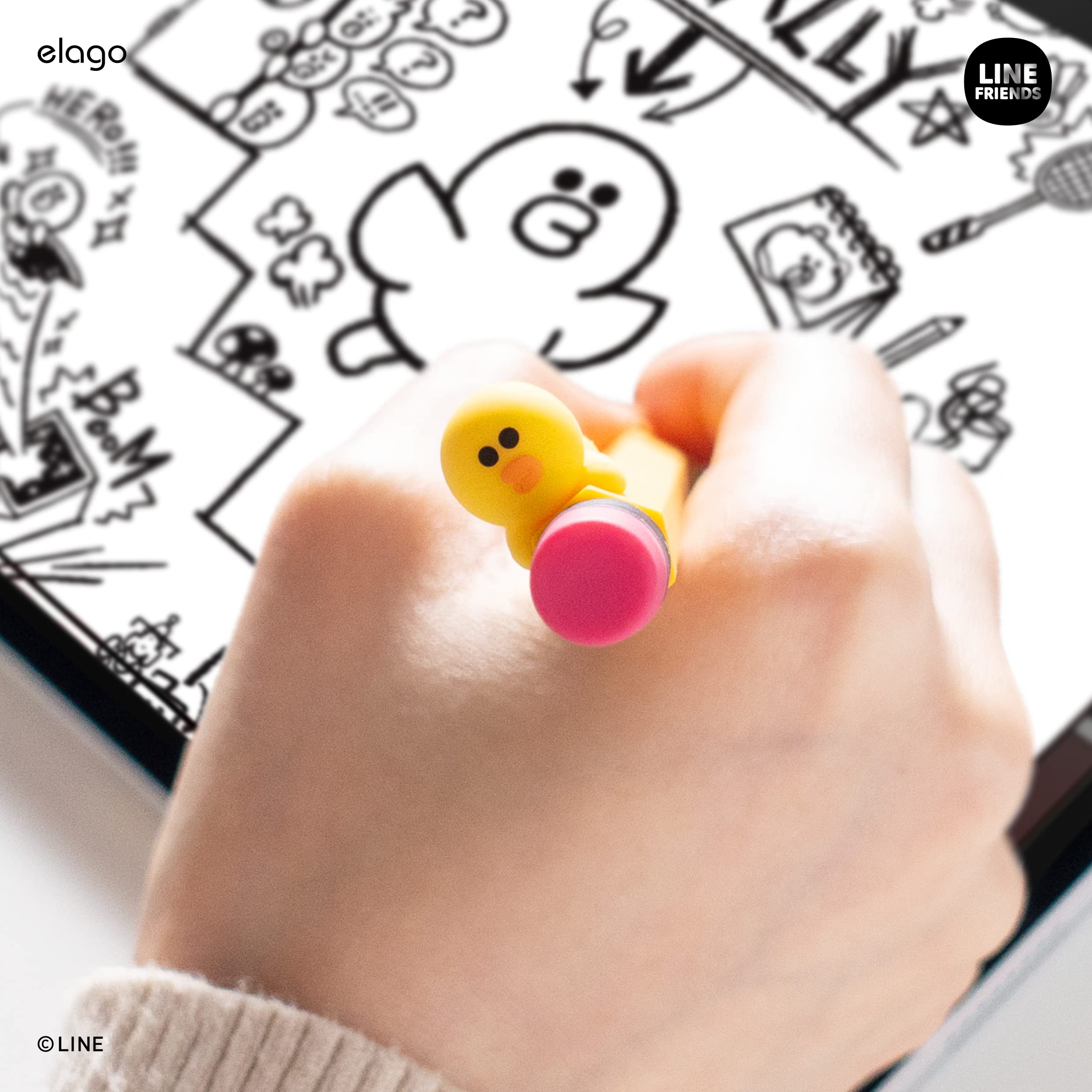 elago | LINE Friends Compatible with Apple Pencil Pro Case & Apple Pencil 2nd Generation Case, Compatible with Magnetic Charging, Double Tap, Squeeze, Haptic [Sally]