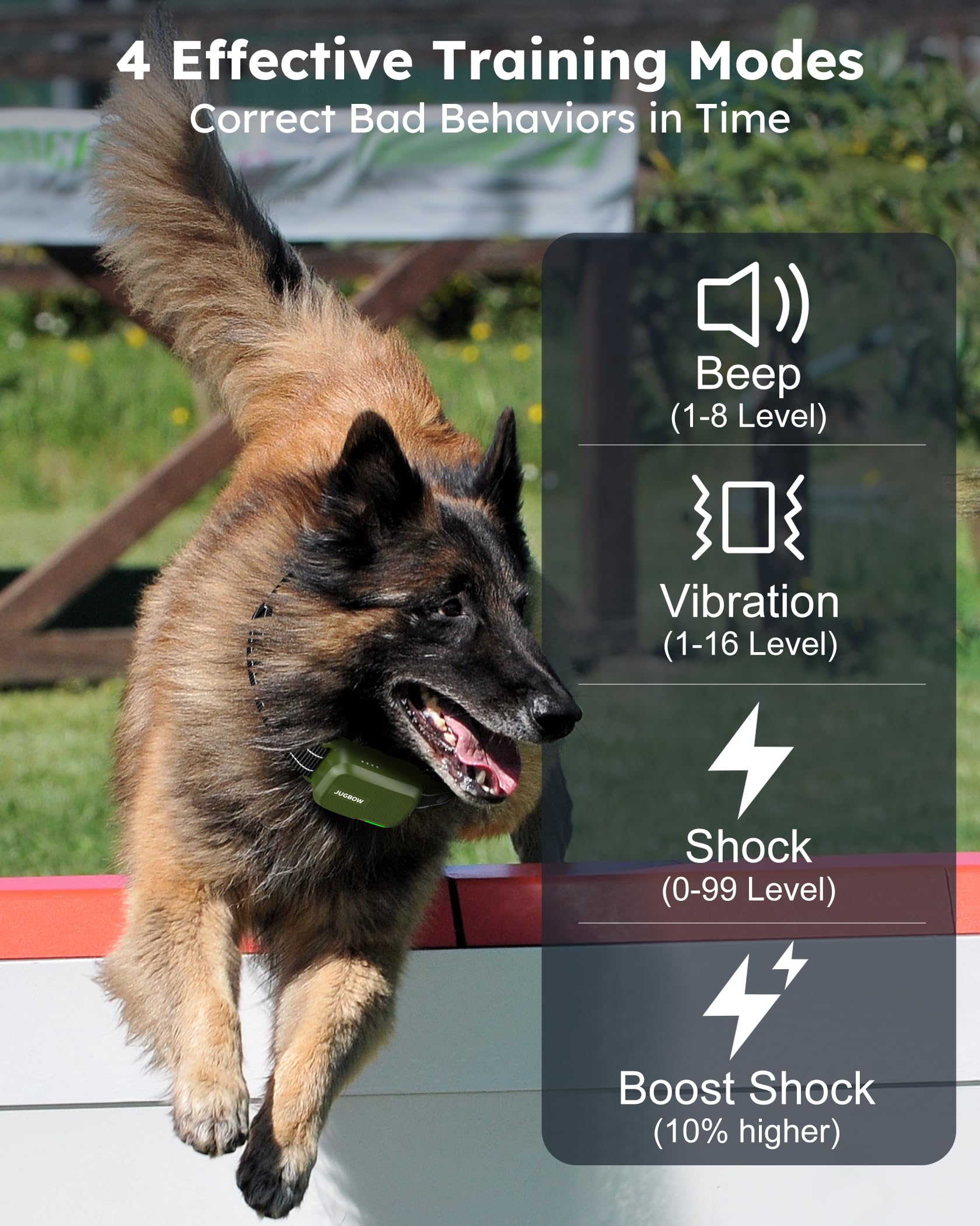 Jugbow Dog Shock Collar 2 Dogs (10-120Lbs) - 3300FT Dog Training Collar with Remote IPX7 Waterproof Electric Collar with 4 Training Modes, Security Lock, Rechargeable e-Collar for All Breeds, Sizes