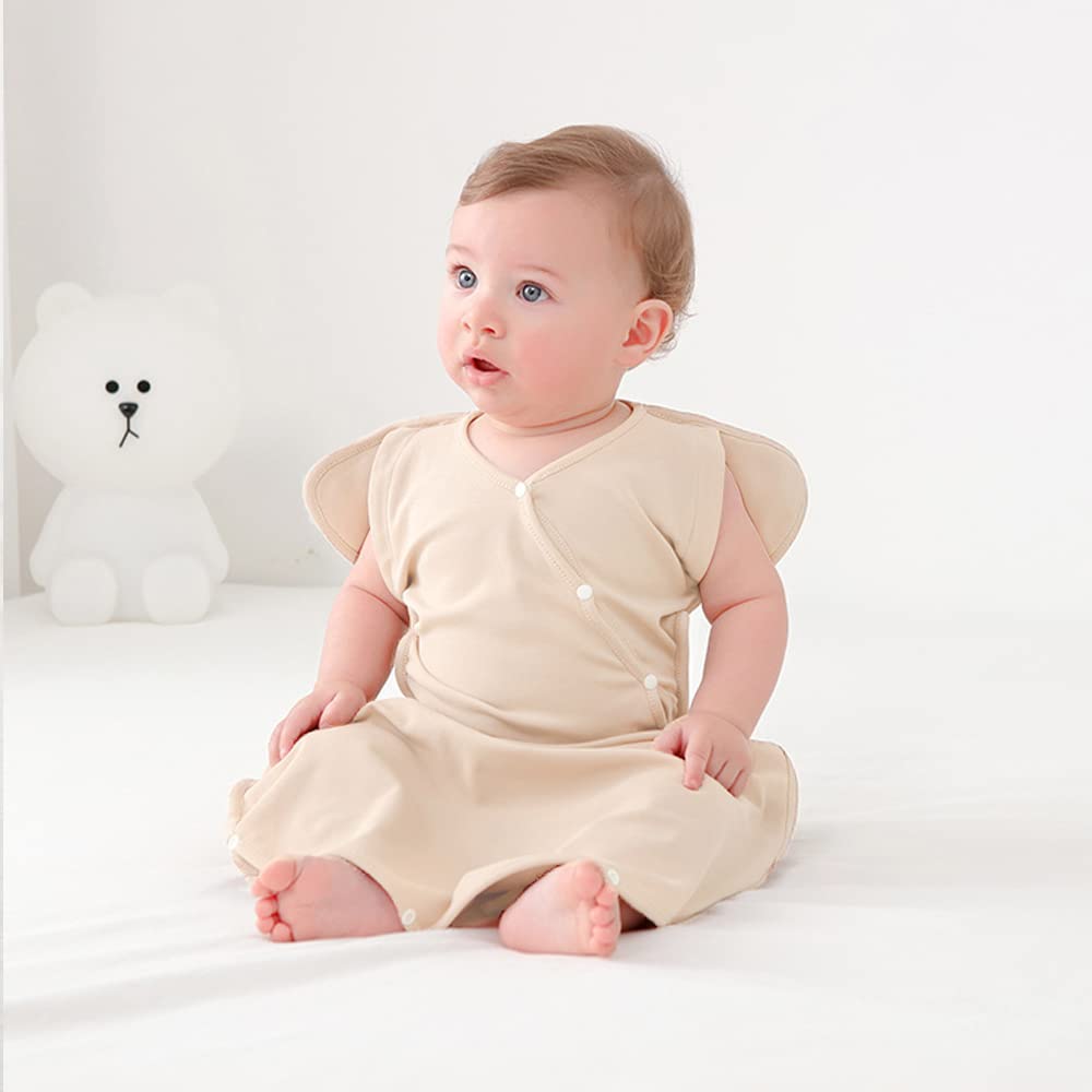 Bunnikins & Clover Transition Swaddle with 2 Way Zipper, Legs in/Out Design, Warm Up or Cool Down Transitional Arms Up Swaddle, Cotton Newborn Swaddling Sack Sleeping Sack 3-6 Months