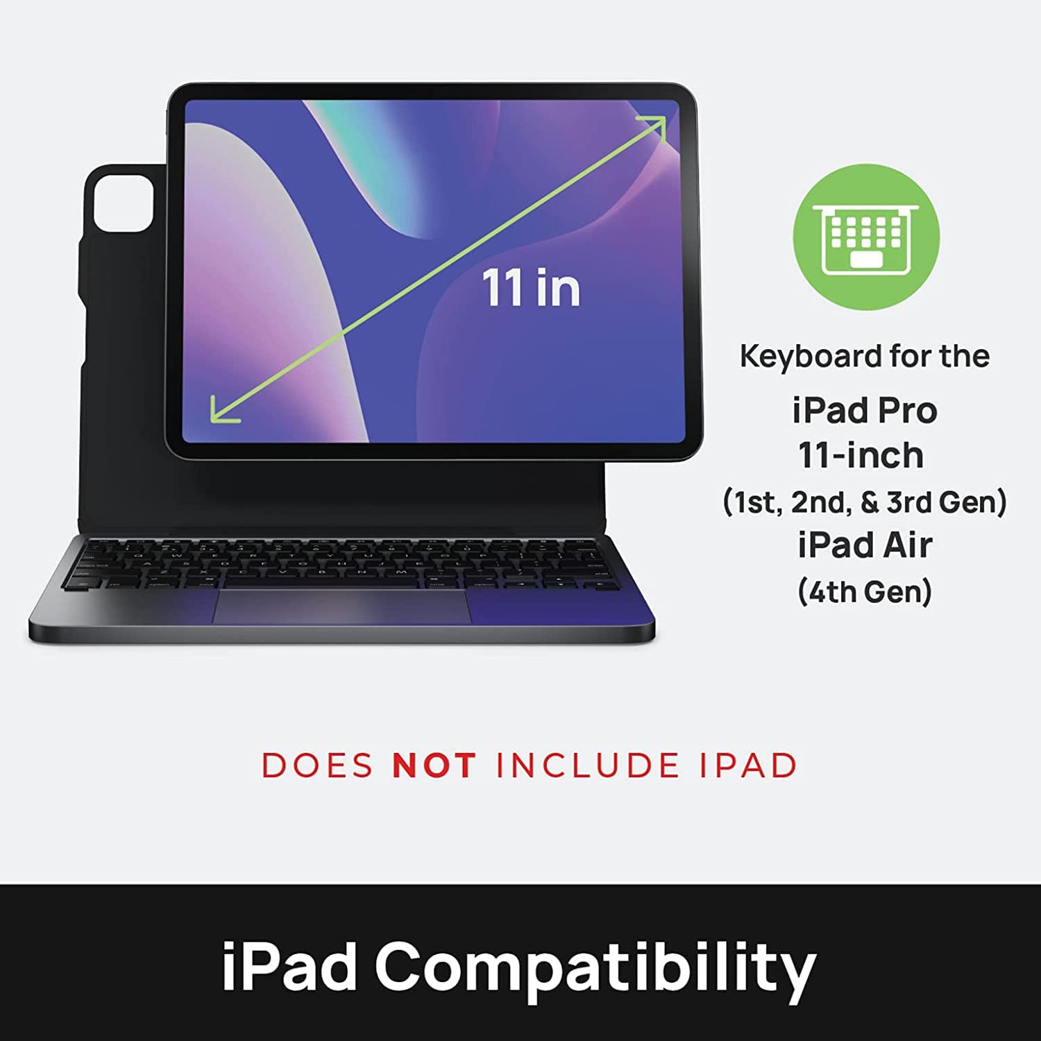Brydge iPad Pro 11 MAX+ Wireless Keyboard Case with Multi-Touch Trackpad for iPad Pro 11-inch (1st, 2nd & 3rd Gen) and iPad Air (4th Gen), Integrated Magnetic SnapFit Case (Refurbished)