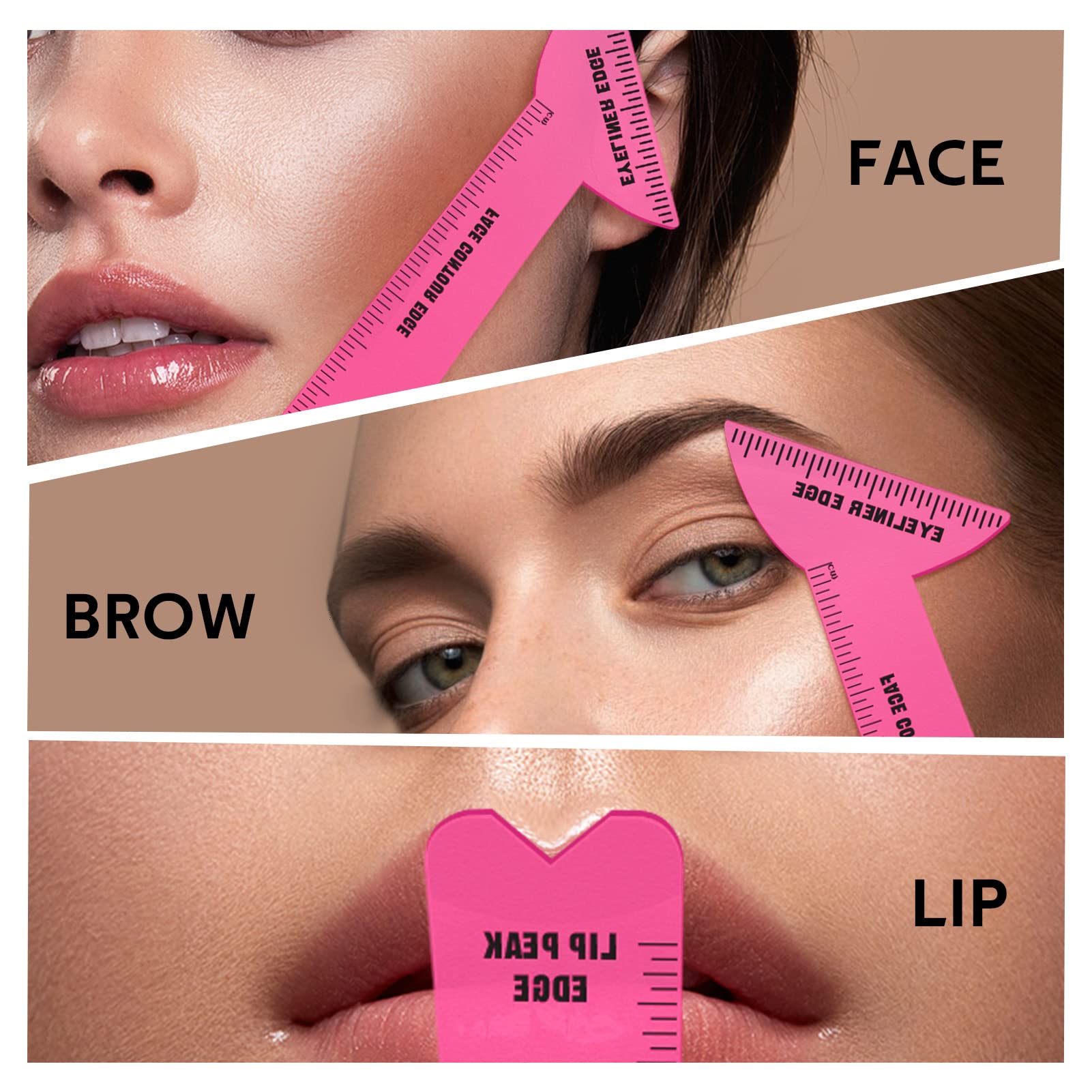 Cilrofelr 4 in1 Eyeliner Stencils for Hooded Eyes, Reusable Eyeliner Stencils Tool for Beginners, Multi-purpose Makeup Tool for Winged Eyeliner, Defined Eyebrow, Face Contour and Lip Line - Orange