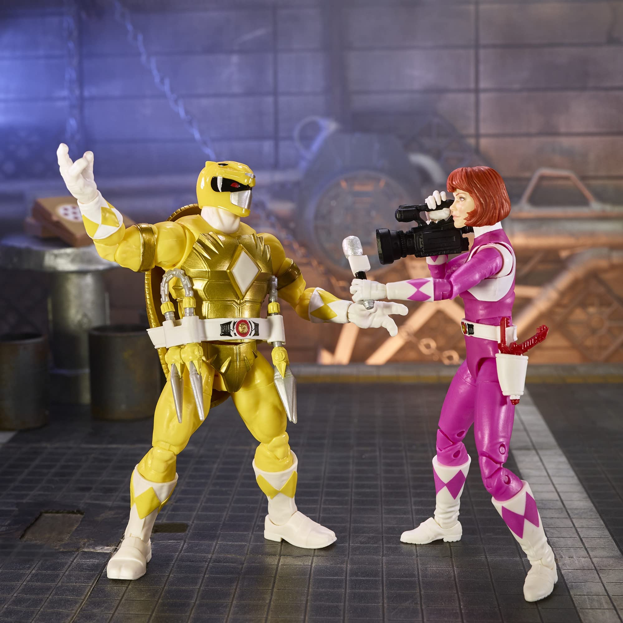 Husbro MMPR/TMNT Lightning,Mike and April as Yellow and Pink Rangers Action Figure 2-Pack