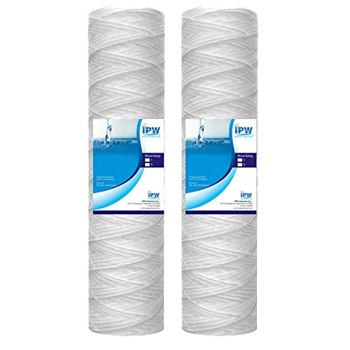 Compatible 10"x2.5" EcoPure EPW2S String Wound Whole Home Replacement Water Filter-Universal Fits Most Major Brand Systems (2 Pack), White