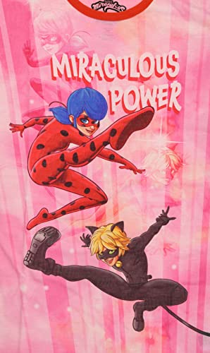 Miraculous Ladybug Pajamas for Girls Nightgown and Slipper Set, Short Sleeve Dorm Shirt, Red/Pink, Size 6/6X