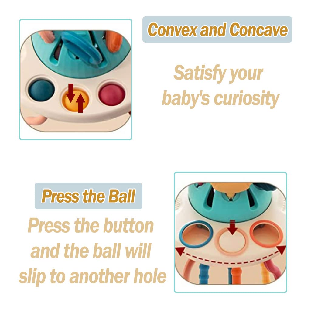 Blublu Park Montessori Toys for 18M Silicone Pull String Interactive Toy, Sensory Toys for Toddlers,Travel Toys for Babies Interactive Learning Development Toy