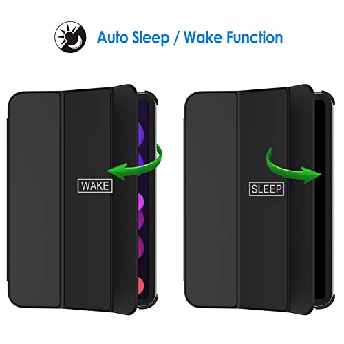 JETech Case for iPad Mini 6 (8.3-Inch, 2021 Model, 6th Generation), Slim Stand Hard Back Shell Smart Cover with Auto Wake/Sleep (Black)