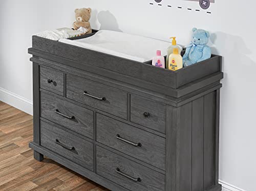Soho Baby 43065210 Hampton Premium Changing Topper for 7-Drawer Dresser, Wire Brush Canyon Gray Finish