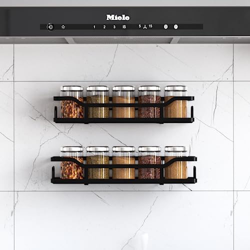 Kitsure Adhesive Shower Caddy - 2 Pack, No Drilling Shower Organizer with 8 Hooks, Rustproof Stainless Steel Shower Shelf for Inside Shower, Wall Mounted Shower Rack for Bathroom, Kitchen, Sliver