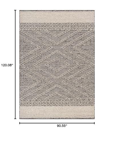 Hauteloom Areli Living Room, Bedroom Patio Outdoor Area Rug - Black, Gray, Beige - 7'10" x 10'