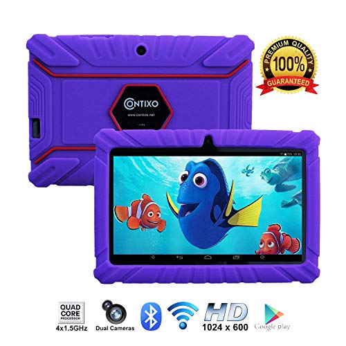 Contixo Kids Tablet K2 | 7" Display Android 6.0 Bluetooth WiFi Camera Parental Control for Children Infant Toddlers Includes Tablet Case (Purple)