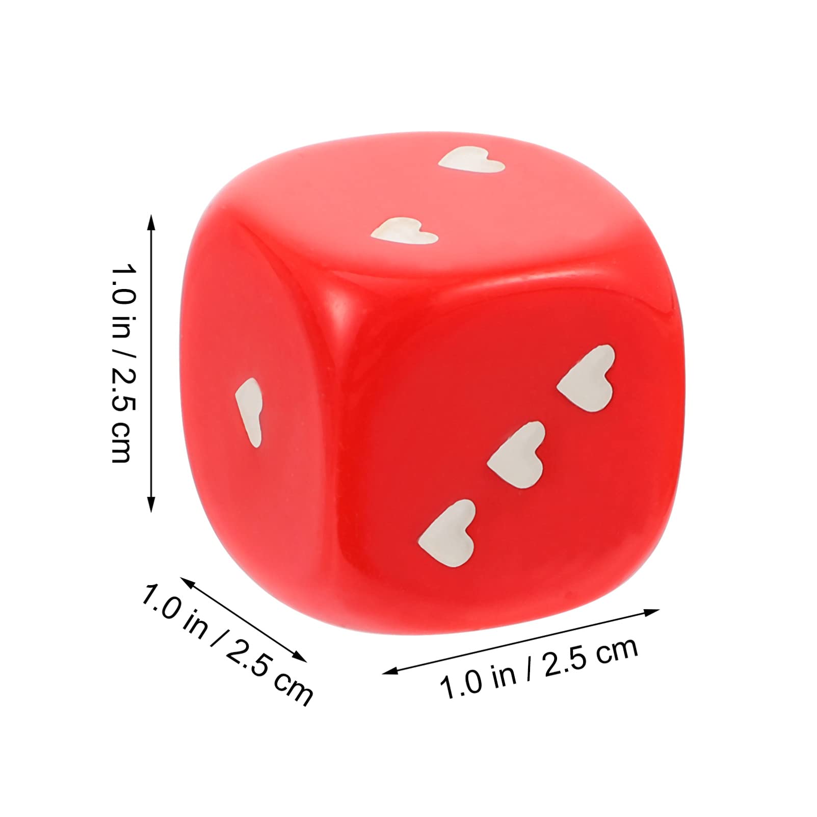 NUOBESTY Funny Math Games 8pcs Heart Dice White Red Dice Six Sided Gaming Dice 25MM Novelty Funny Party Favor for Carnival Graduation Club Playing Table Game Props Table Game Dice
