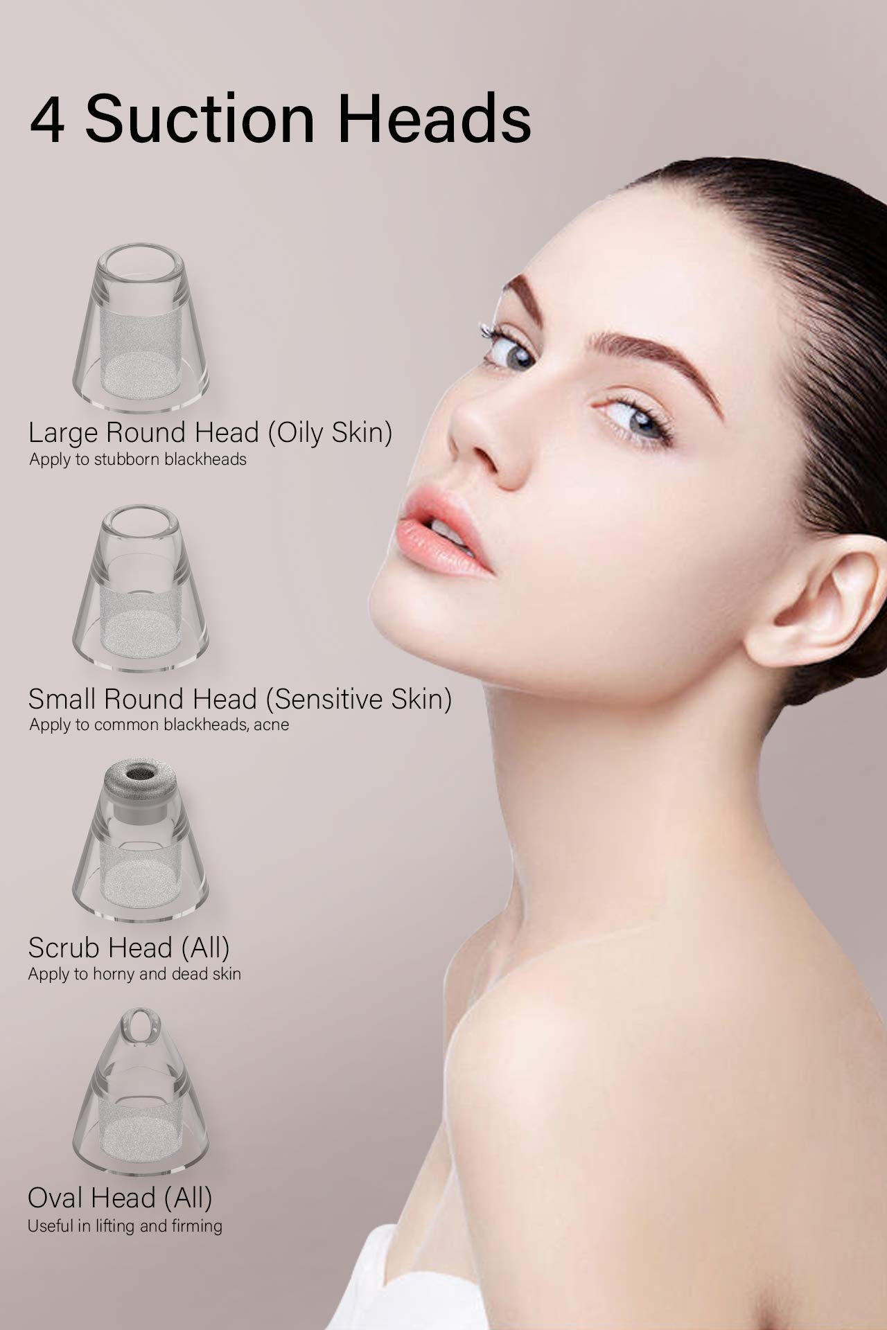 Blackhead Remover Pore Vacuum Cleaner Acne Comedo Extractor USB Rechargeable Blackhead Suction Tool with 4 Probes and 3 Adjustable Suction Level for Blackhead Whitehead Acne Removal