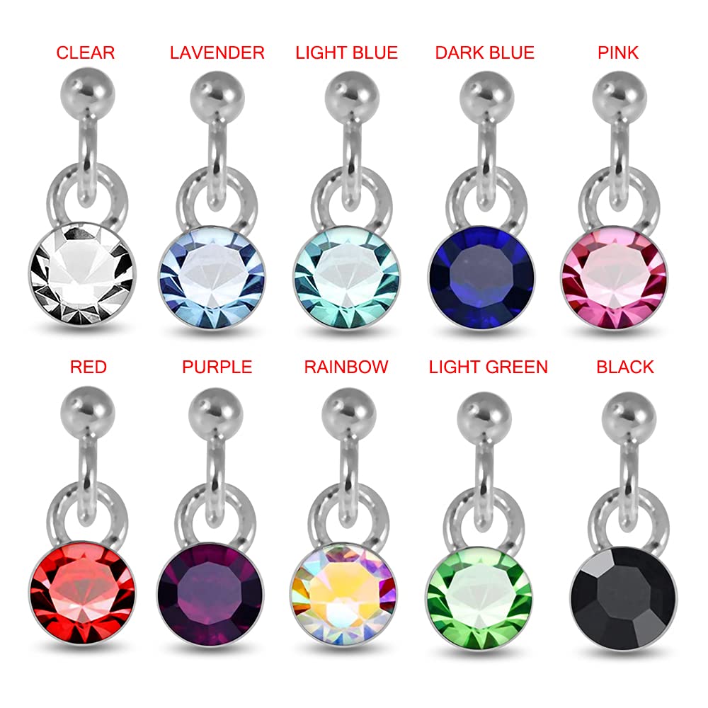 AtoZ Piercing Light Green Danling Gemstone Top 22 Gauge Silver L Shape - L Bend Nose Stud Nose Pin