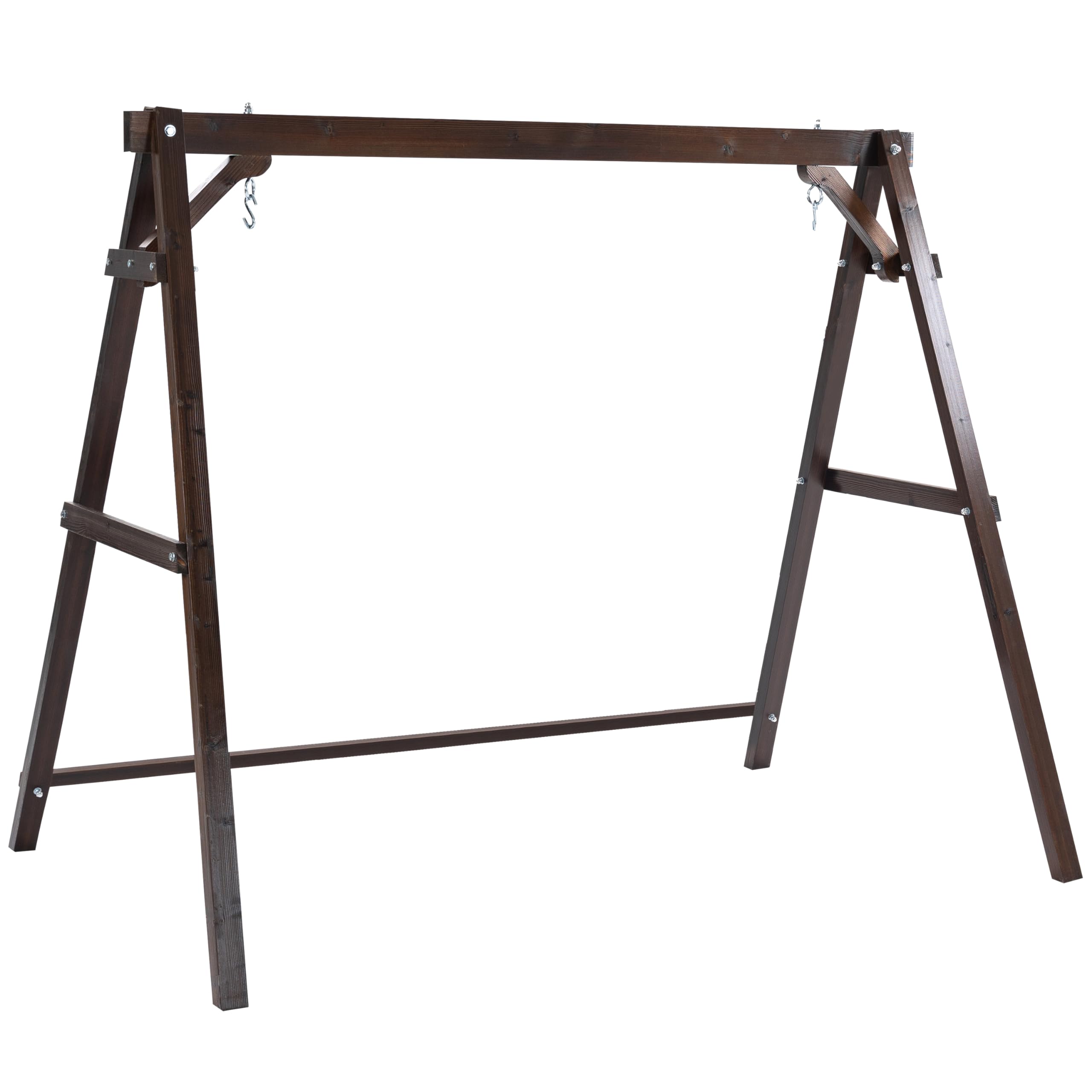 Finnhomy Outdoor 880 LBS Porch Swing Frame, Stable A-Frame Wooden Swing Stand with Extra Bottom Connection Board, Freestanding Porch Swing Frame Only, for Porch Patio Garden Backyard (Frame Only,5 FT)