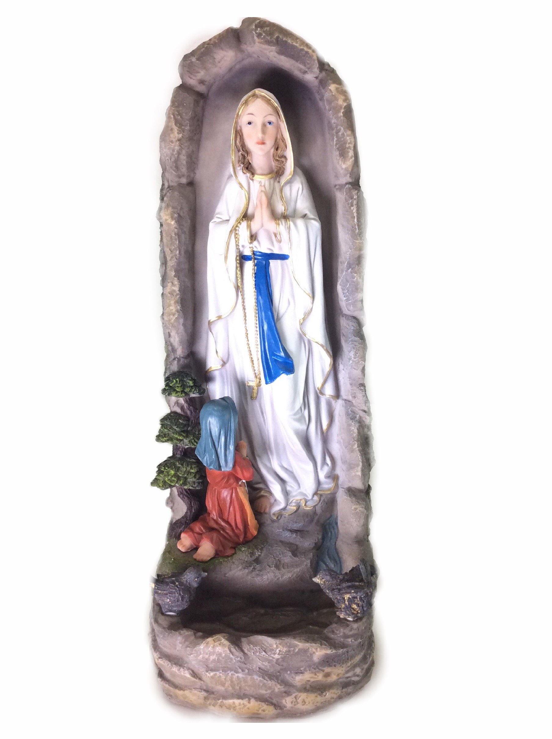 Luciana Collection 22" Our Lady of Lourdes Hand Painted Resin Outdoor Garden Statue Water-Based