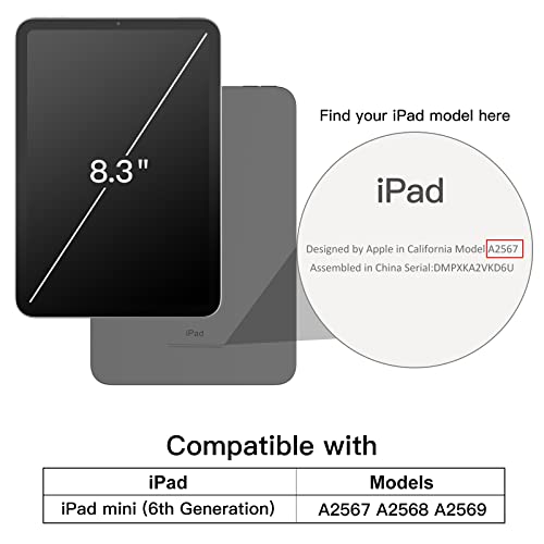 JETech Case for iPad Mini 6 (8.3-Inch, 2021 Model, 6th Generation), Slim Stand Hard Back Shell Smart Cover with Auto Wake/Sleep (Black)