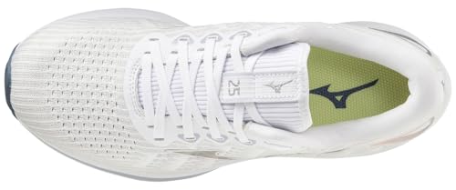 Mizuno Women's Wave Rider 25 WAVEKNIT™ | neutral Support Running Shoe |Eco Friendly Materials | Waveknit- Nimbus Cloud/White | US 8
