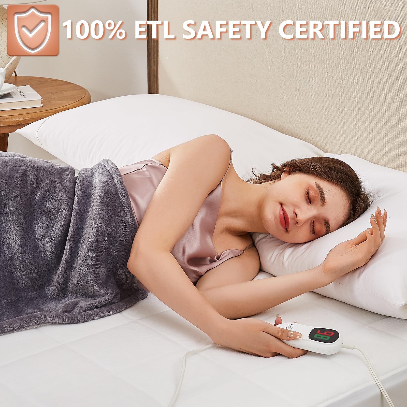 Homemate Heated Mattress Pad Queen Size for Cold Sleepers, 5 Heated Setting Coral Fleece Electric Mattress Pad Queen, Bed Warmer with Dual Controller & Auto Off 10 Hours, Fit Up to 21 Inch, 80"x60"