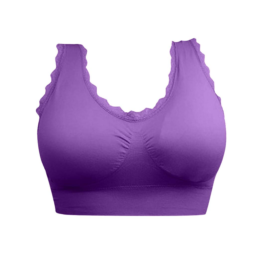 JFLYOU Women Bras,Sports Bras Padded Seamless High Impact Support for Yoga Workout Fitness(Purple,S)