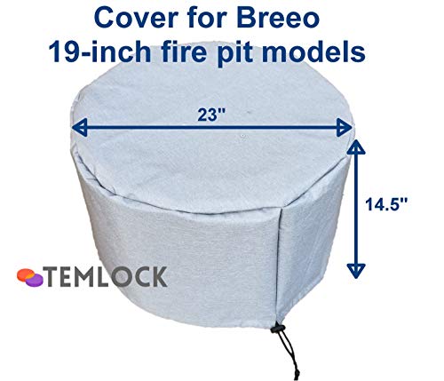 Cover Compatible for Breeo Fire Pit X Series 19 or Double Flame 19 - Fits Standard or Sear Plate model - Outdoor Water-resistant Fire Bowl Protective Cover - Temlock FPC-1000