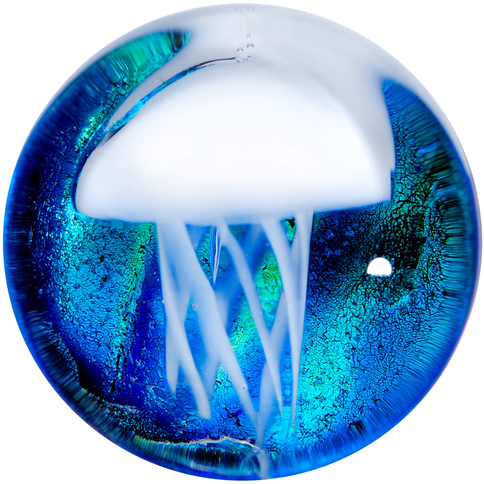 Body Candy 1” Unisex 2Pc Blue White Glass Nautical Jellyfish Double Flare Ear Plug Gauges Set of 2 25mm