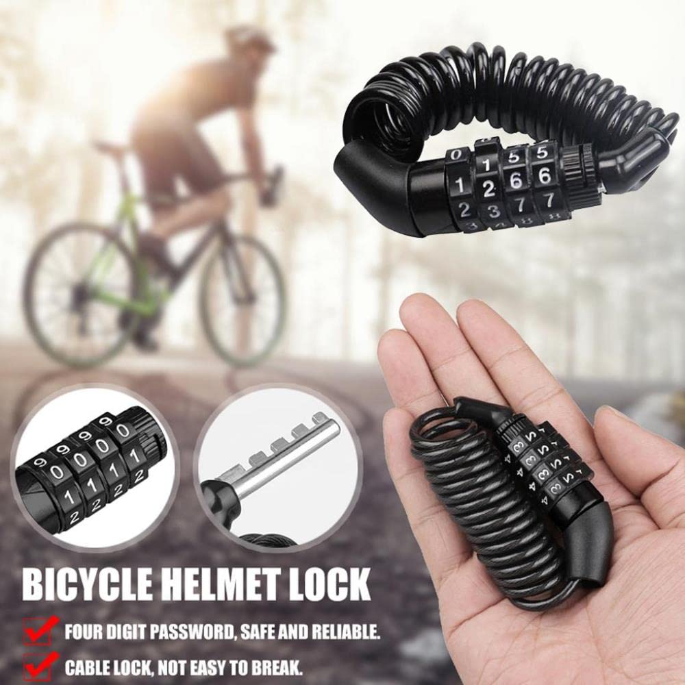 Bike Helmet Coded Lock Password Steel Cable Motorcycle Padlock Anti Theft Portable Bicycle Locking Tool