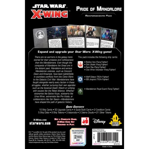 Star Wars X-Wing 2nd Edition Miniatures Game Pride of Mandalore REINFORCEMENTS Pack - Strategy Game for Kids & Adults, Ages 14+, 2 Players, 30-45 Minute Playtime, Made by Atomic Mass Games