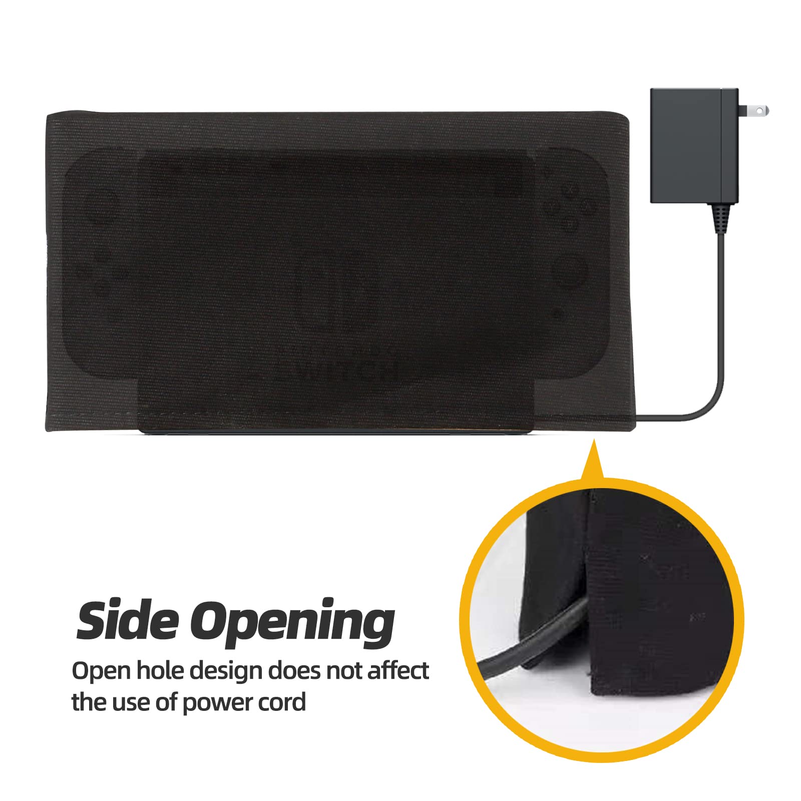 Nintendo Switch Dust Cover by Brand, Water Proof, Thick Fabric, Precision Cut for Easy Cable Access, Black