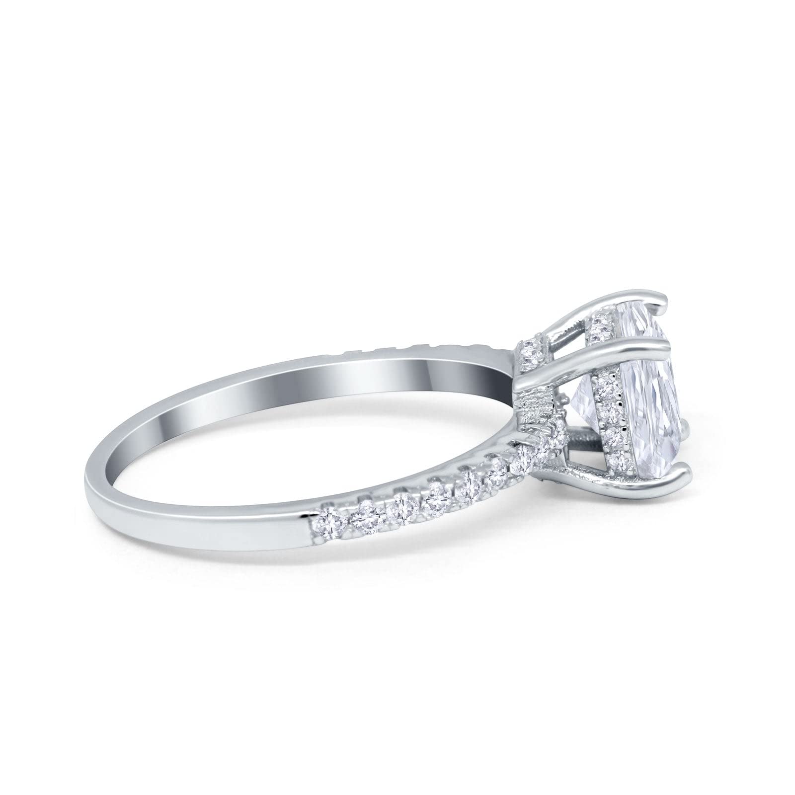 Blue Apple Co. Simulated Cubic Zirconia Size-8 Vintage Art Deco Cushion Cut Wedding Engagement Bridal Ring Round CZ 925 Sterling Silver