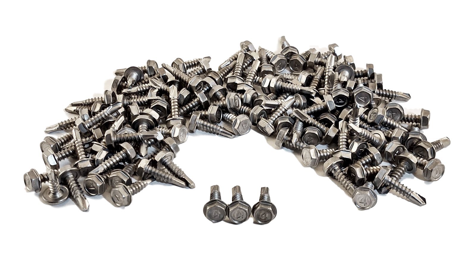 Stainless #10 X 3/4" Tek Screw (100 pcs)) Hex Washer Head Self Drilling Sheet Metal Tek Screws with Drill Point, 410 Stainless Steel, Self Driller, 100 Pieces