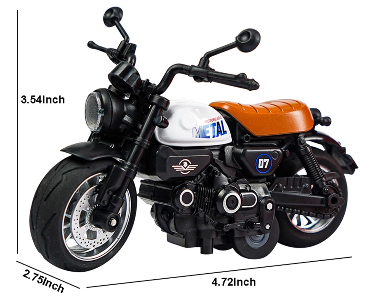 Gilumza Pull Back Motorcycle Toys, Tiny Gift with Music Lighting, Classic Motorcycles Toy for Boys Kids Age 3 4 5 6 7 8 Year Old (White)